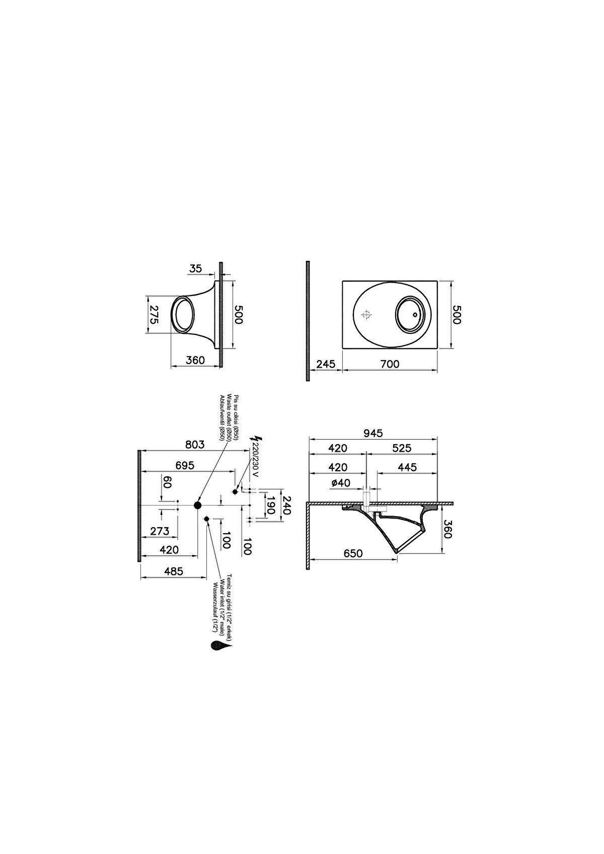 Istanbul Urinal Features - 4517B003H5301 | VitrA India